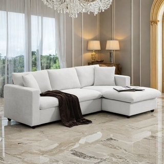 100" x64" Modern Sectional Sofa ,L-shaped Couch Set with 2 Pillows, White - Bed Bath & Beyond ...
